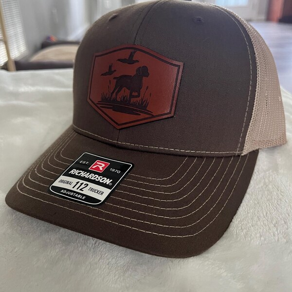 Pheasant/brittany Spaniel Leather Patch Hat, Laser Engraved, Richardson ...