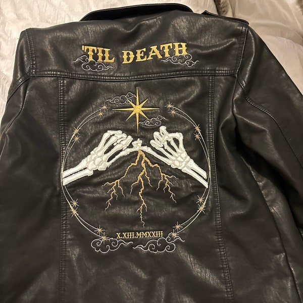 Till Death Leather Jacket Black Wedding Embroidered Leather Jacket ...
