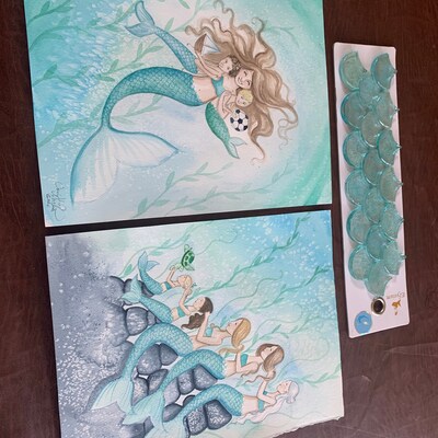 Pirate Blank MERMAID Note Cards From Original Watercolors by - Etsy