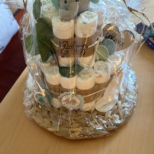 Windeltorte klein, Boho, neutral für Mädchen oder Junge mit süßem ...
