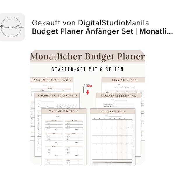 Budget Planer Anfänger Set | Monatlich Finanzplaner Vorlage für ...