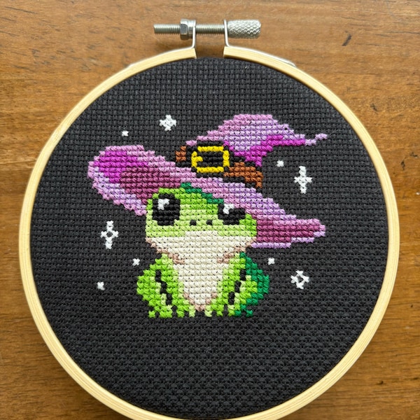 Wizard Frog Cross Stitch Pattern: Witch Toad Embroidery (PDF Pattern ...