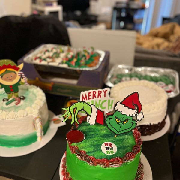 Grinch Christmas Cake Topper - Etsy