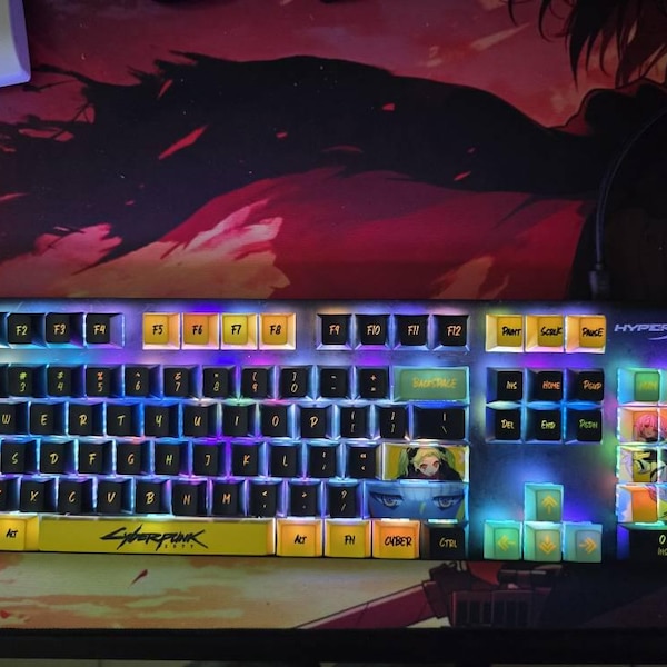 Cyberpunk Edgerunners Keycaps | 124-key Anime Keycap Set | PBT OEM ...