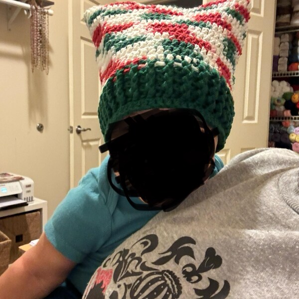 Foldable Brim Striped Droopy Eared Slouch Beanie CROCHET PATTERN ...