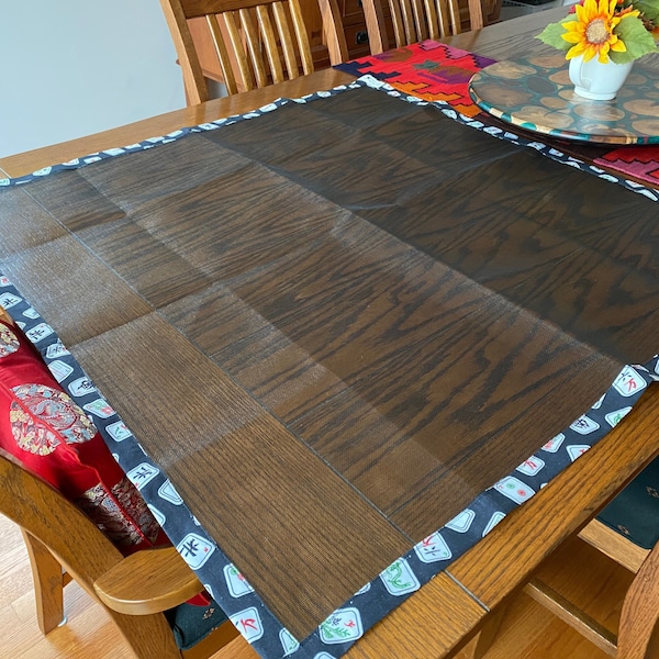 Mahjong Table Game Mat in Asian Dragon/phoenix & Bamboo Leaf Satin ...