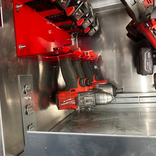 Milwaukee M18 Drill and Battery Shelf W 4 or 6 Slots - Cordless Drill ...
