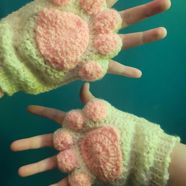 PDF Crochet Cat Paw Fingerless Gloves, Beginner-friendly Crochet ...