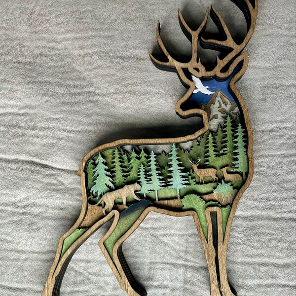 Digital File - 7 Layer Deer With Optional Layers Art Piece for ...