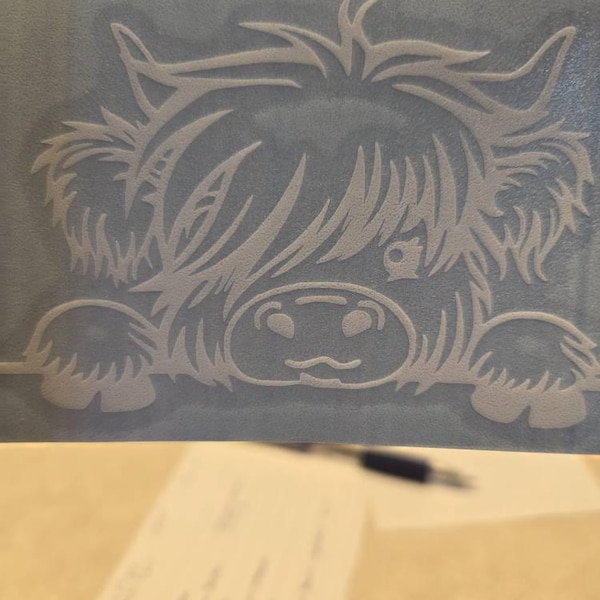 Cute Highland Cow Vinyl Car Decal, Peeking Cow Vinyl Sticker for Window ...