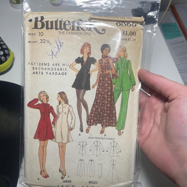 70s Butterick 4161 Junior Dress Pattern in Knee and Floor Lengths ...