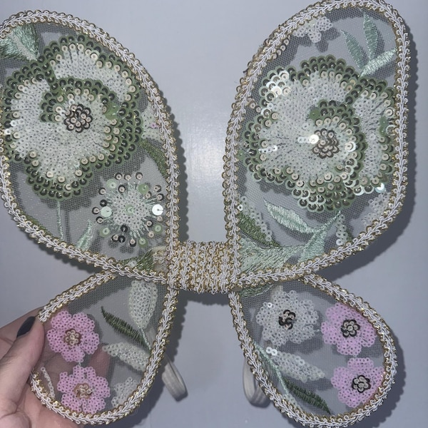 Adult Extra Large Floral Embroidery Fairy Wings Hand Crafted High ...