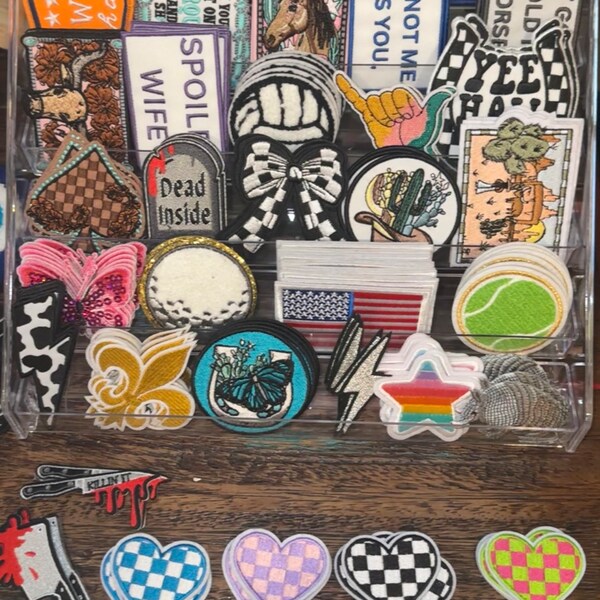 Checkered Salty Iron on Heat Adhesive Embroidered Patch, Western ...