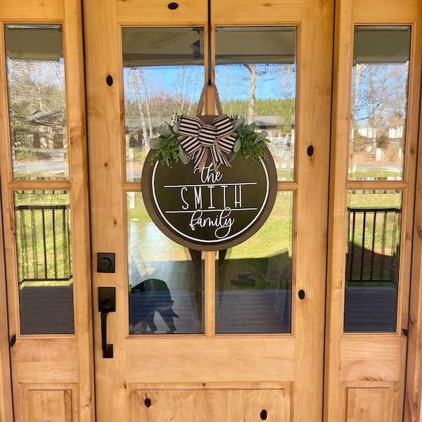 Front Door Decor | Front Door Wreath | Last Name/family | Front Door ...