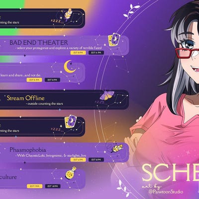 Vtuber Purple Dark Goth Animated Stream Pack Chatting and Game Animated Overlays Vampire Gothic ...