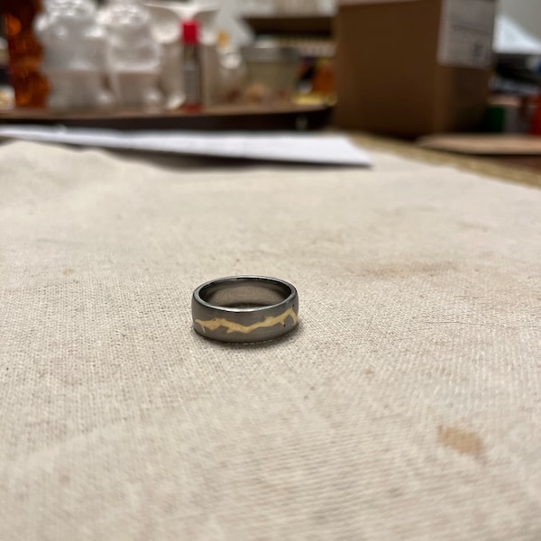 Cracked 3D Printed Titanium Gem Inlay Ring - Etsy