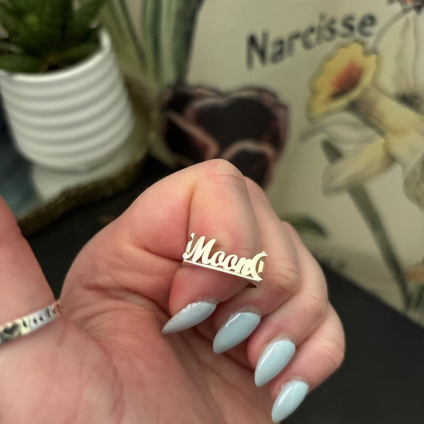 Personalized Name Ring - Cursive Font Name Ring - Custom Name Ring ...