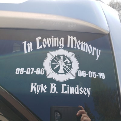 In Loving Memory Fireman Vinyl Decal Name Dates Custom - Etsy