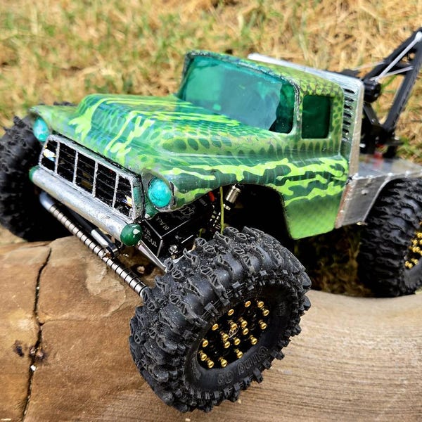 Axial SCX24 RC Truck Body Shell Gray Chevy 3800 1955 Flatbed Fits C10 ...