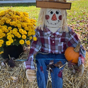 Sitting Scarecrow,, Wooden Scarecrow, Porch Sitter, Fall Decorations ...