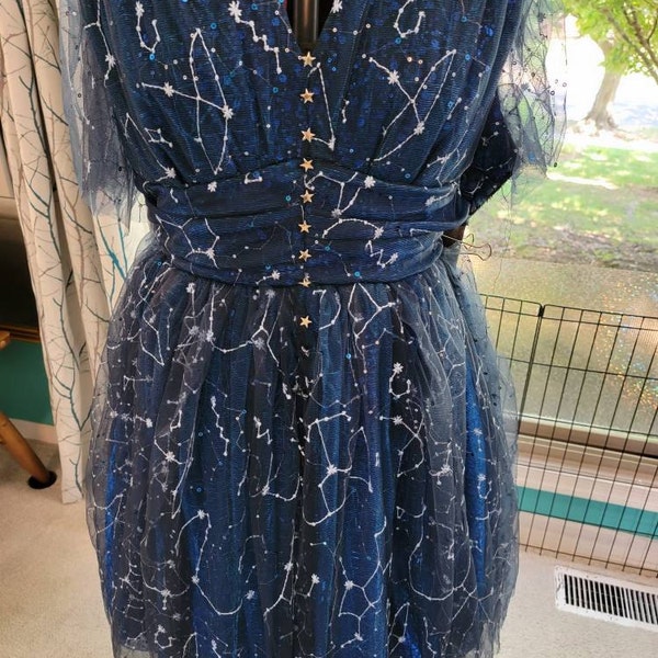 Celestial Embroidery Stars Sequins Stars Lace Fabric, Galaxy Starry ...