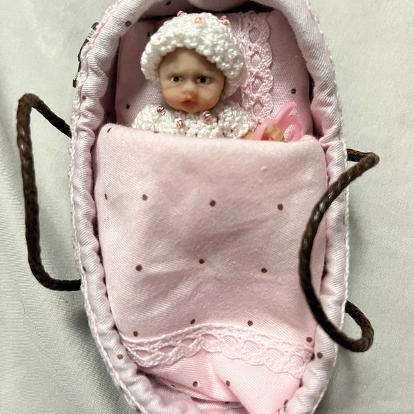 Mini Doll Basket for Baby Doll 2/5 3 Inch / Miniature Doll Crib /mini ...