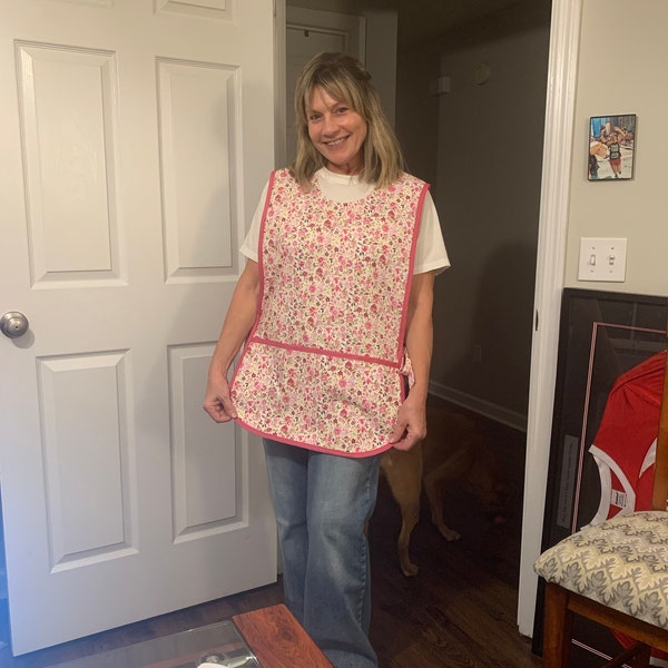 Classic Vintage Mini Rose Cobbler Smock Style Lightweight Cotton Apron ...