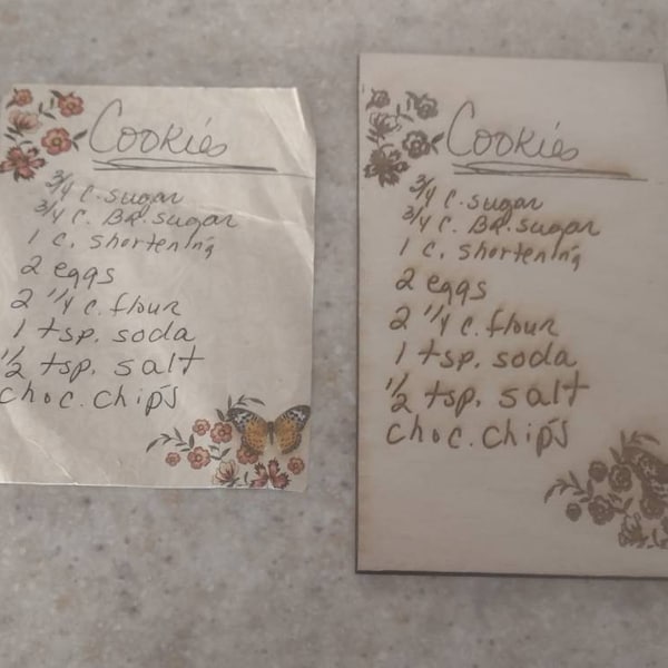 Engraved Handwritten Recipe Card: Custom Laser Etched Birch Wood - Etsy