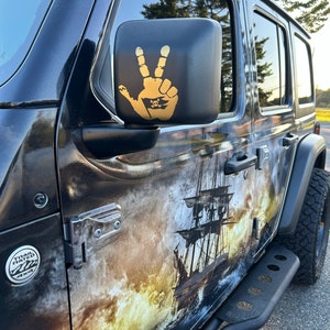 Custom Wave Decals Set of 2 Fits Jeep Wrangler Peace Wave JK, JL, Duck ...