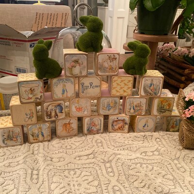 Beatrix Potter Wood Blocks Peter Rabbit Nursery Room Decor Benjamin ...
