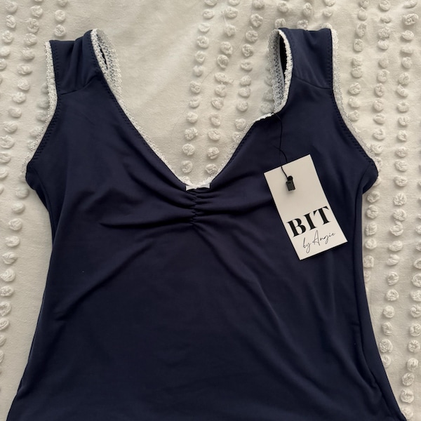 Handmade Navy Blue Tube Top Dainty Knit Strapless Costal Italian Summer ...