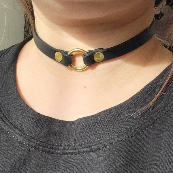 Micro O-ring Choker -- Black Leather Choker - Etsy
