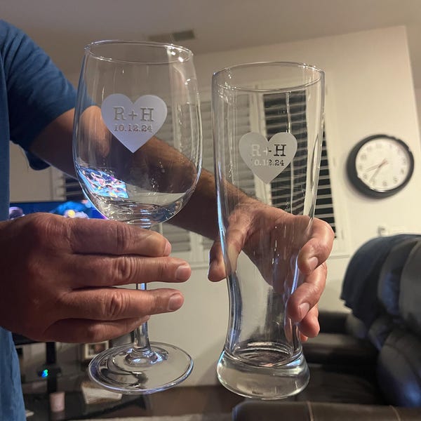 Custom Engraved Wine Glasses Personalized With Name on Each Hand Cut ...