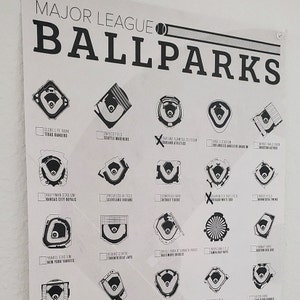 MLB Ballpark Checklist Poster - Major League - Baseball - Stadiums - Etsy