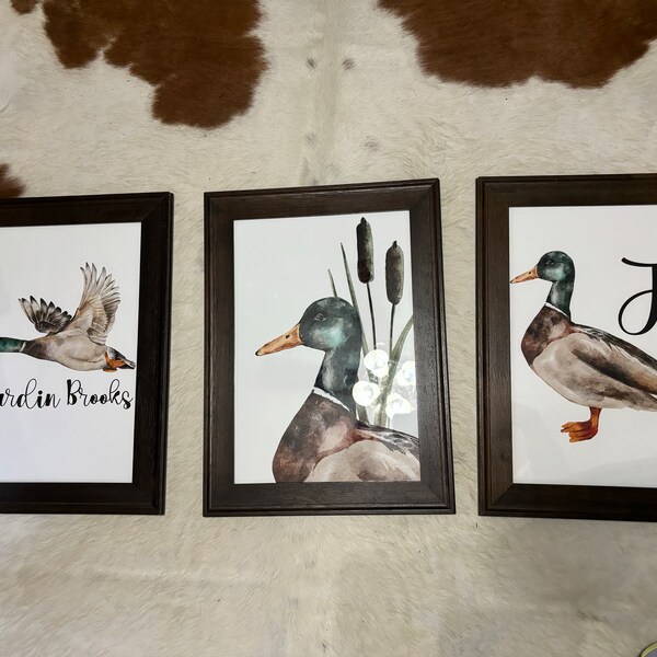 Personalized Watercolor Duck Set of 3 Wall Art Prints, Duck Nursery ...