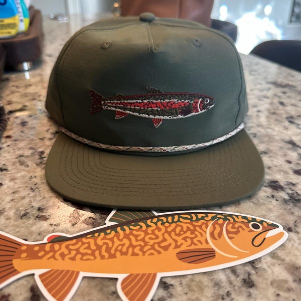 Trout Hat Fly Fishing Native Fish - Embroidered Fish - Snapback Cap One ...