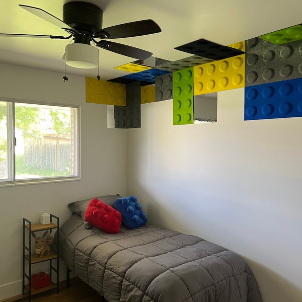 Building Brick Cushion Blue Gifts Pillow Kids Room Home Decor Filled ...