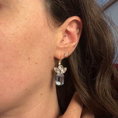 Cocktail Ring, Dusty Blue Crystal Statement Ring, Bridal Crystal Duty ...