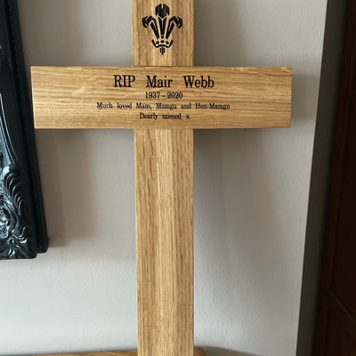 Oak Memorial Cross Grave Marker Grave Cross Wooden Cross - Etsy