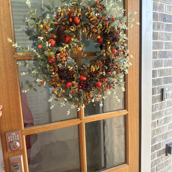 Basket Wreath Welcome and Hello, Front Door Wreath, All Year Round ...