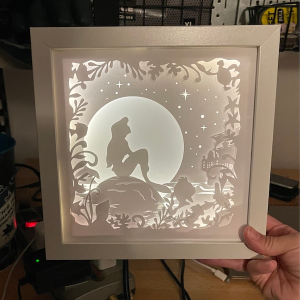 The Little Mermaid, Ariel, Beach Life, Decorative Shadow Box Shadowbox ...