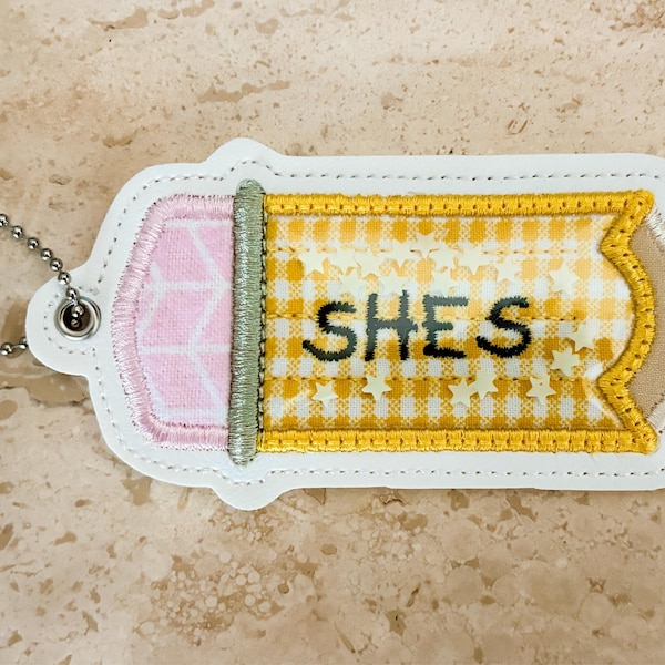 Pencil Applique Bagtag Bookmark/ornament/bag Tag Machine Embroidery ...