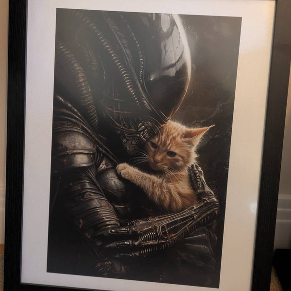 Xenomorph Alien X Jonesy Cat Art Print - Cute Horror Poster, Perfect ...