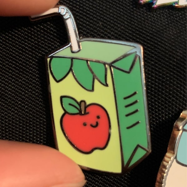 Apple Juice Box Enamel Pin | Cute Hard Enamel Pin | Food Pin | Adorable ...