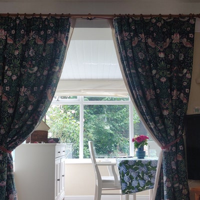 William Morris & Co Acanthus Velvet Portiere Door Curtain Slate Blue ...