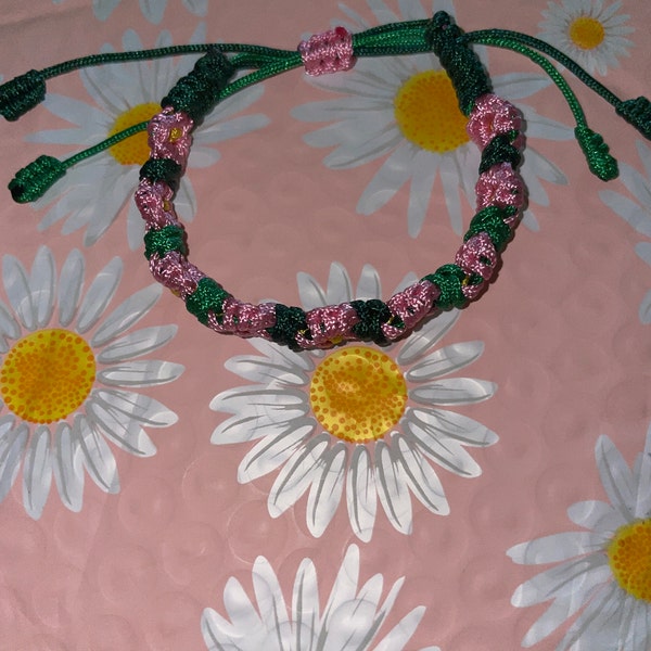 Adjustable Handmade Pink Daisy Chain Friendship Bracelet - Etsy