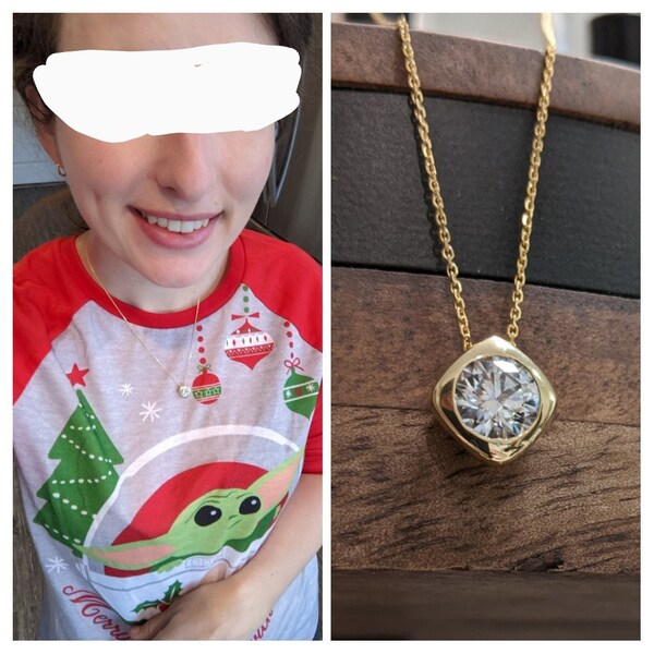 Round Moissanite Pendant Necklace 14k Gold, Simple Round Cut Necklace ...