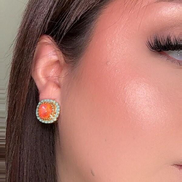 Red Gold Earrings, Red Ruby Crystal Hoop Earrings, Oversize Hoop ...