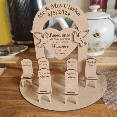 MDF Loved Ones in Heaven Wedding Top Plaque Centrepiece With Chairs ...