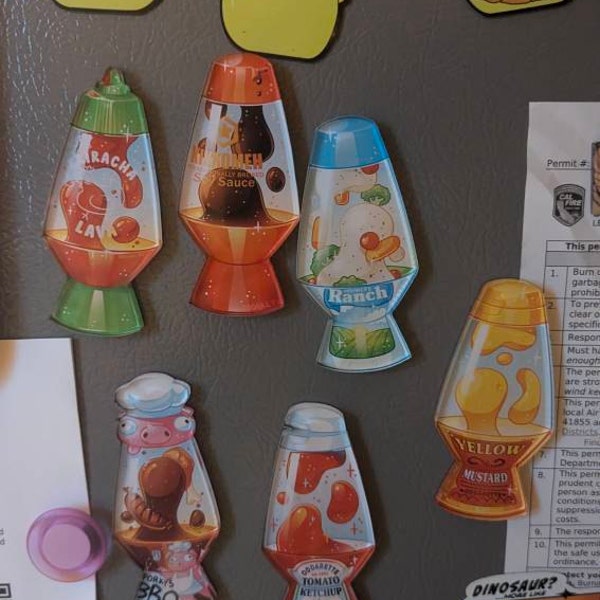 Condiment Lava Lamp Magnets: Ketchup, Mustard, Ranch - Etsy